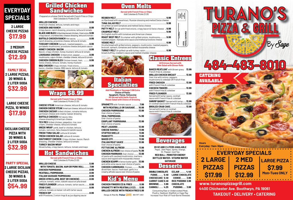 Our Menu | Turano's Pizza & Grill